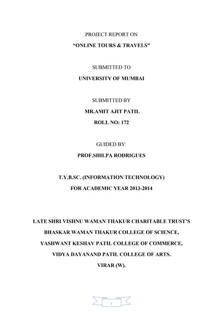 Tour and Travel Management System ppt | PPTX