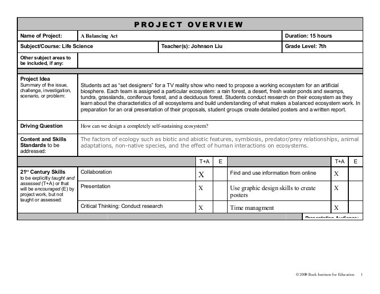 Final product project planning forms