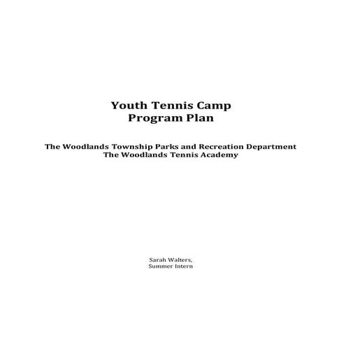 TWT Tennis Camp Program Plan | DOCX | Tennis | Sports