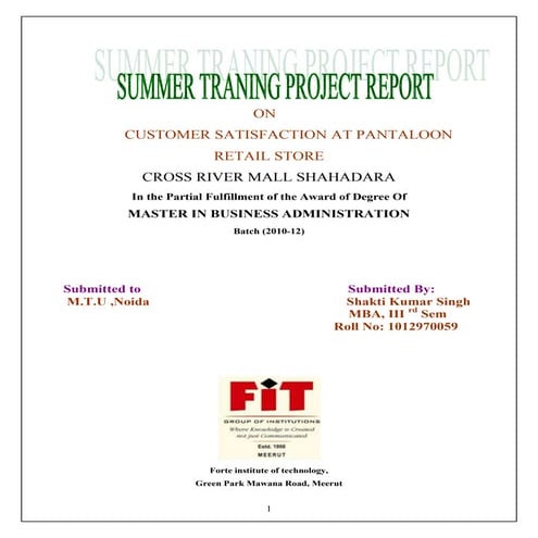 Final projct on pantaloon | DOCX