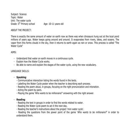 The water cycle didactic unit | PDF