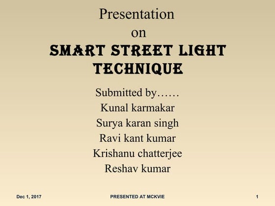 Smart street lighting control system project PPT | PPTX