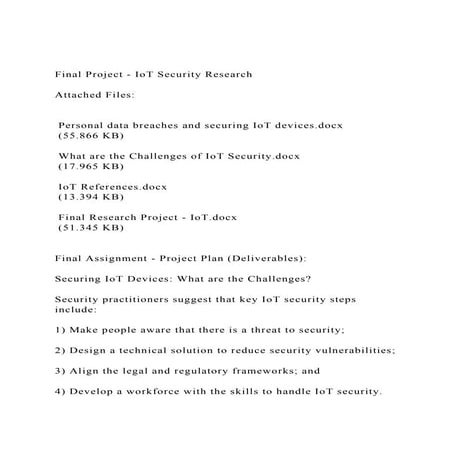 Final Project - IoT Security ResearchAttached Files P | DOCX | Information and Network Security ...