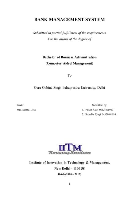 Bank Management System | PPT | Computer Software and Applications ...