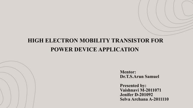 High electron mobility transistor | PDF