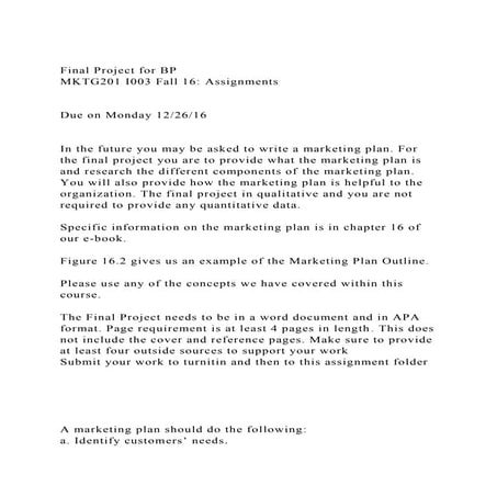 Final Project for BP MKTG201 I003 Fall 16 AssignmentsDu.docx