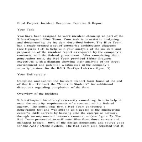 Final Project Incident Response Exercise & ReportYour Task | DOCX
