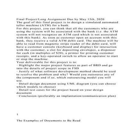 Final ProjectLong Assignment Due by May 15th, 2020The goal of t.docx