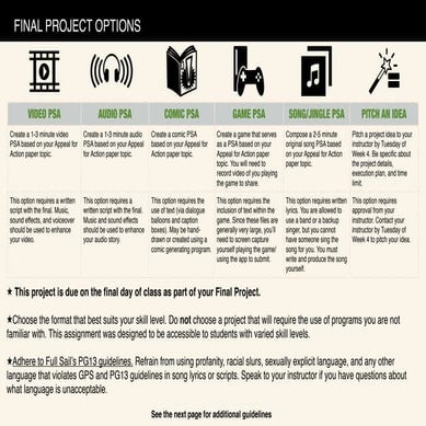 Creative Final Project Options | PDF