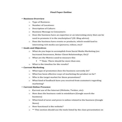 Final Project Outline | PDF | Business Administration | Business
