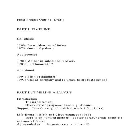Final Project Outline (Draft)PART I TIMELINEChildhood.docx
