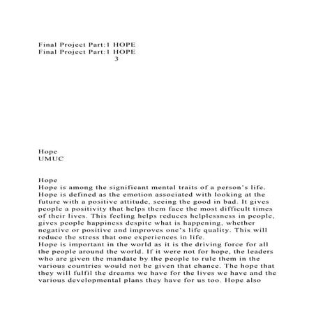 Final Project Part1 HOPEFinal Project Part1 HOPE .docx | Business Administration | Business