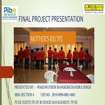 mother recipe company analysis | PPTX