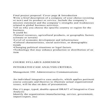 Final project proposal Cover page & IntroductionWrite a brief d.docx