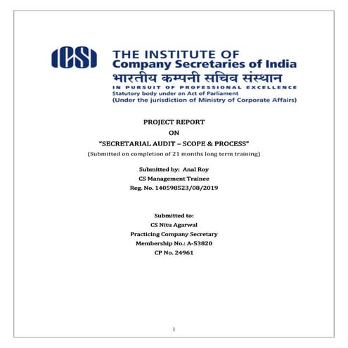 Secretarial Audit Company Secretary ICSI | PDF