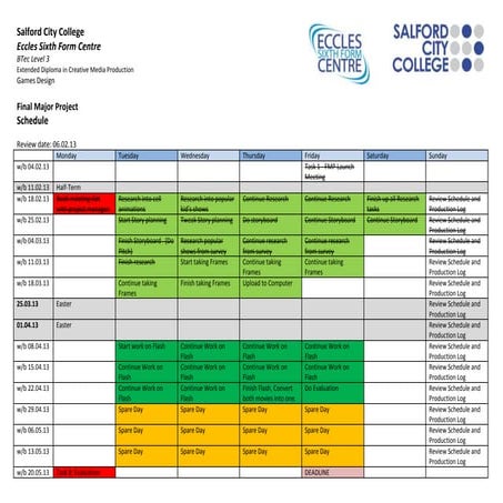 Production schedule-template | DOCX