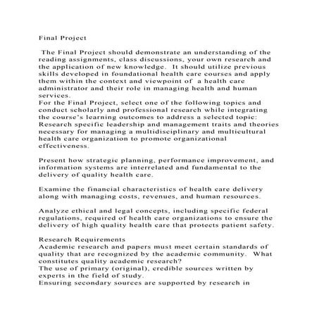 Final Project The Final Project should demonstrate an understand.docx