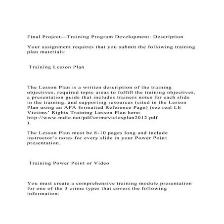 Final Project—Training Program Development DescriptionYour .docx