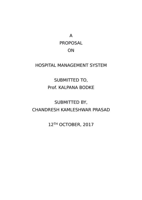 HOSPITAL MANAGEMENT SYSTEM project report | PDF
