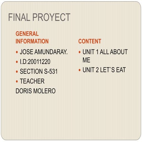 Final proyect | PPTX | Cooking | Food & Drink