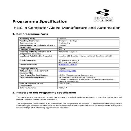 HNC Computer Aided Manufacture and Automation | PDF