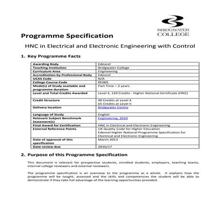 HNC Electrical and Electronic Control | PDF