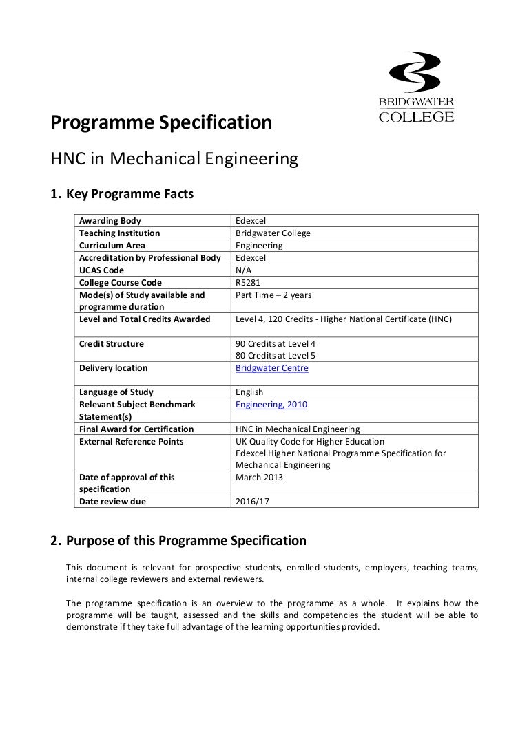 HNC Mechanical Engineering