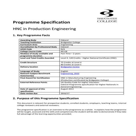 HNC Production Engineering | PDF