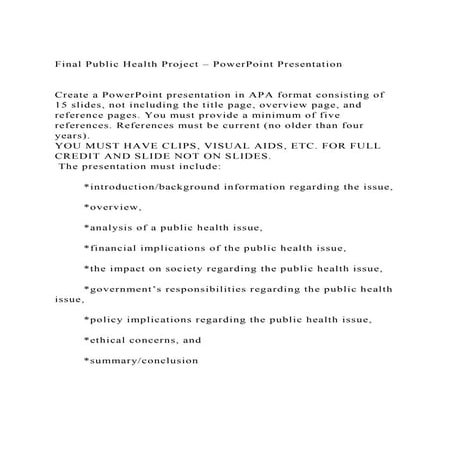 Final Public Health Project – PowerPoint PresentationCreate | DOCX
