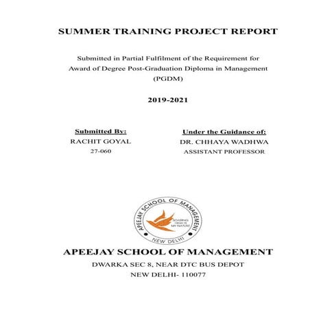 Summer Training Project Report | PDF