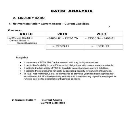 Tcs annual report_2013-2014 ratio analysis | DOC