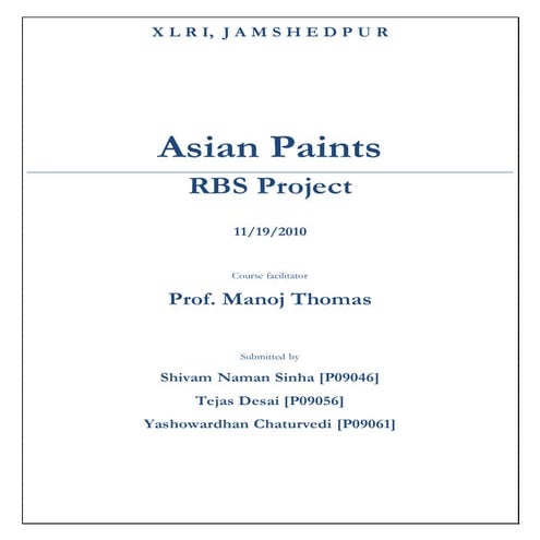 Asian Paints - Resource Based Perspective | DOCX