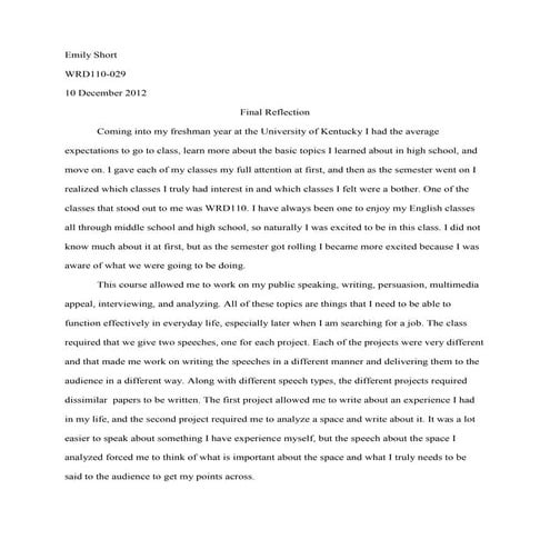 Final reflection | DOCX | Secondary Education | Education