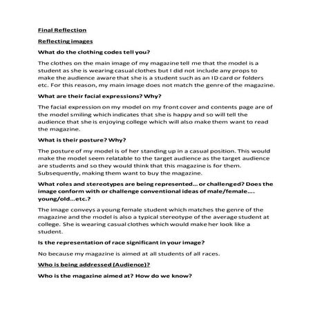 Final reflection - | DOCX | Women\'s Clothing | Women\'s Fashion