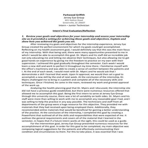 Final Intern Reflection | PDF