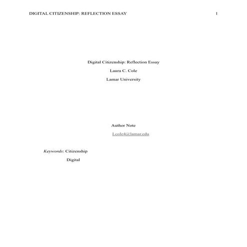 Final reflection digital citizenship | PDF | Internet Safety | Parenting