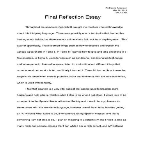 Final Reflection Essay | PAGES