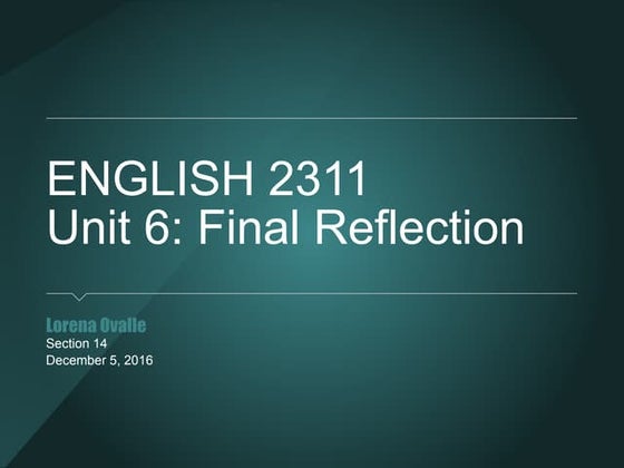 The final reflection | PPTX