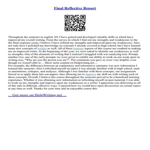 Final Reflective Report | PDF