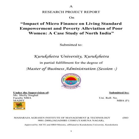 Microfinance : Project Report | DOCX