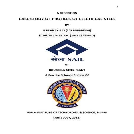 Case study of profiles of electrical steel | DOCX