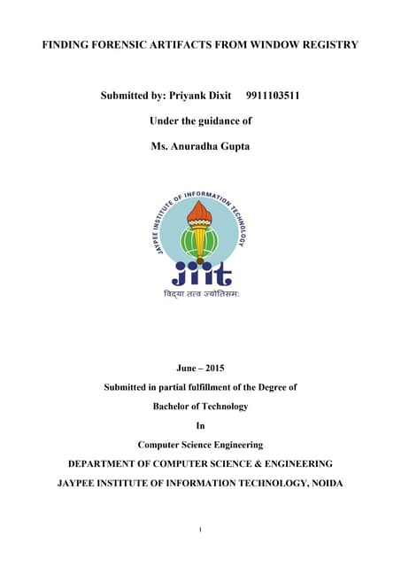 Windows forensic artifacts | PPT | Operating Systems | Computer Software and Applications