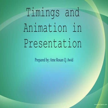 Timings and Animation in Presentation | PPT
