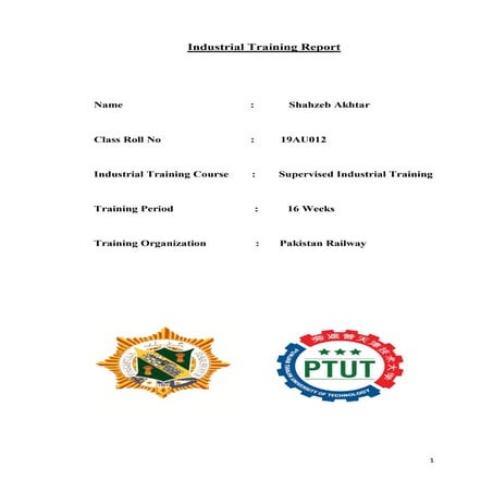 Final report(19AU012).pdf Supervised Industrial Training | PDF