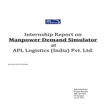 Internship report on manpower demand simulator at APL Logistics | PDF