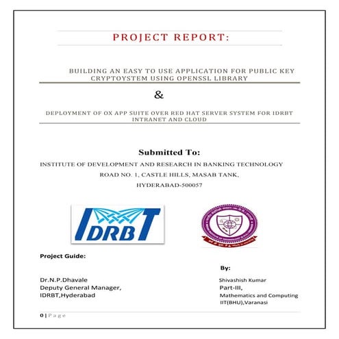 IDRBT Project: Application Development in Java for public key ...