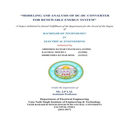 “MODELING AND ANALYSIS OF DC-DC CONVERTER FOR RENEWABLE ENERGY SYSTEM ...
