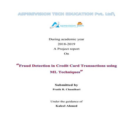 Final report for credit card faud dect Python Project report | PDF