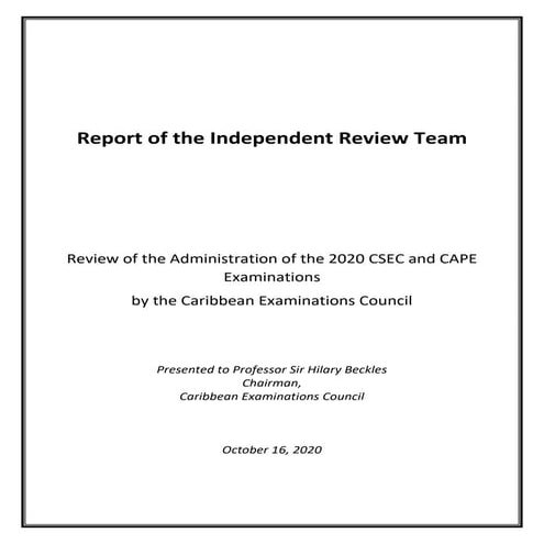 Review of the Administration of the 2020 CSEC and CAPE Examinations by ...
