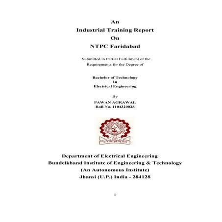 Industrial Training Report on NTPC Faridabad | PDF